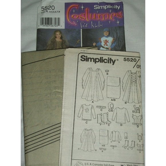 Simplicity | Other | Simplicity Costumes Kid Pattern 552 Renaissance ...